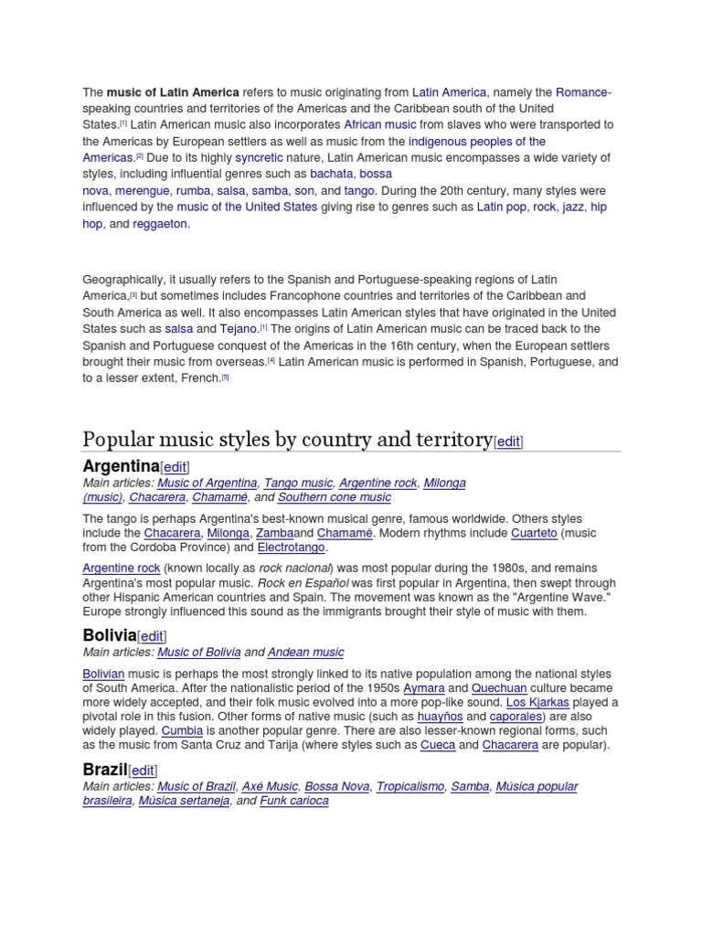 Popular Music Styles by Country and Territory: Argentina | PDF ...