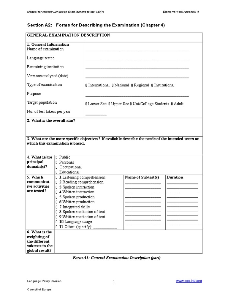 CEFR Language Examination Manual | PDF