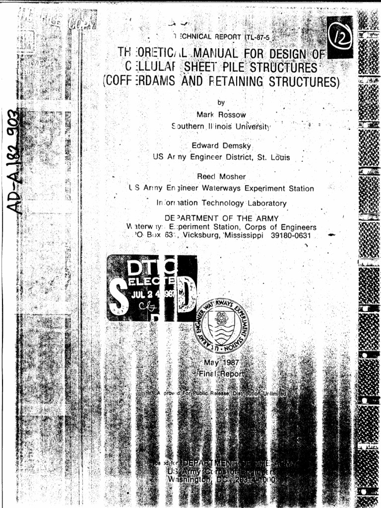 Theoritical Manual For Design of Cellular Sheet Pile Structures-A182903 ...