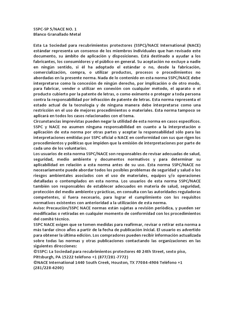 SSPC SP5 | PDF | Revestimiento | Acero