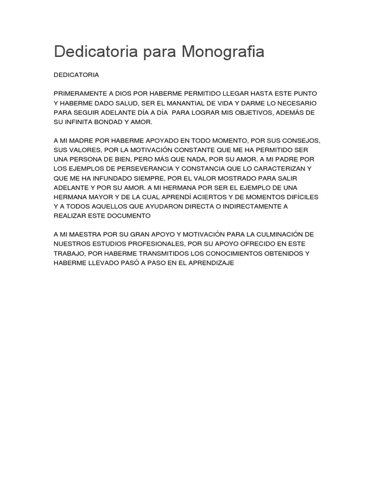 Dedicatoria para Monografia | PDF