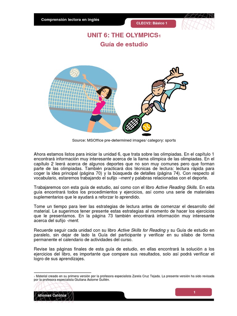 Guía de Estudio: Comprensión Lectora Olímpica | PDF | Lectura veloz ...