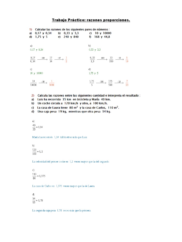 Trabajo Práctico Razon-Proporcione-Thales REPASO | PDF