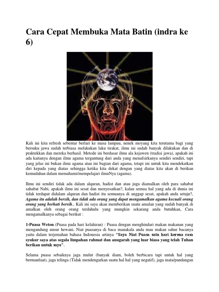 Cara Cepat Membuka Mata Batin | PDF | Kesehatan Holistik