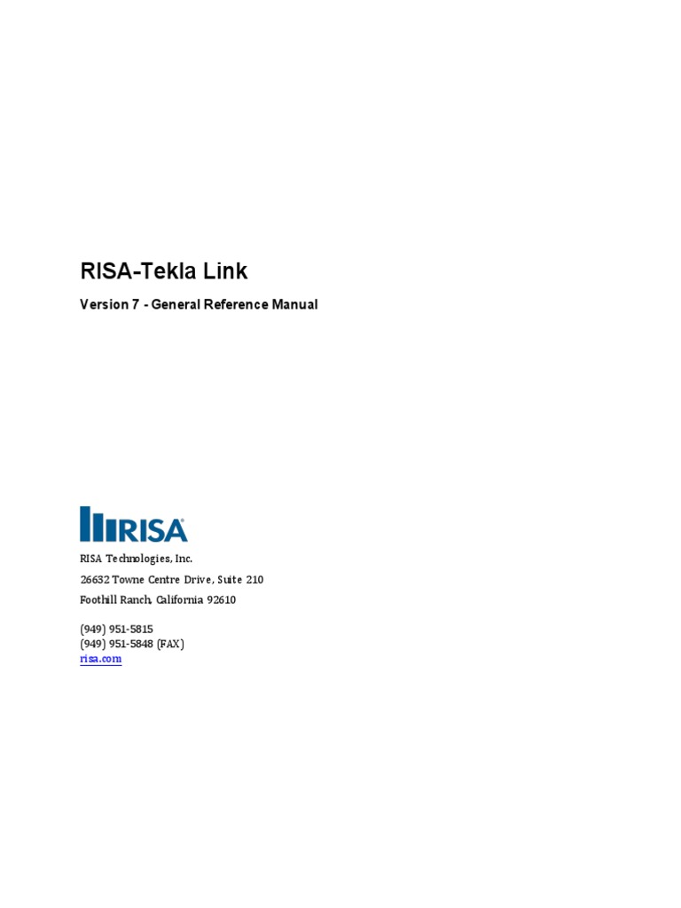 General Reference RISA-Tekla Link | PDF | Windows Registry | Beam (Structure)