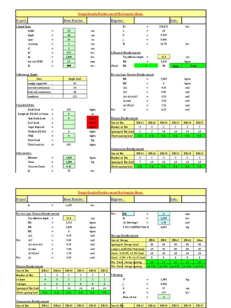 Project: Beam Number: Engineer: Date:: Design Doubly Reinforcement ...