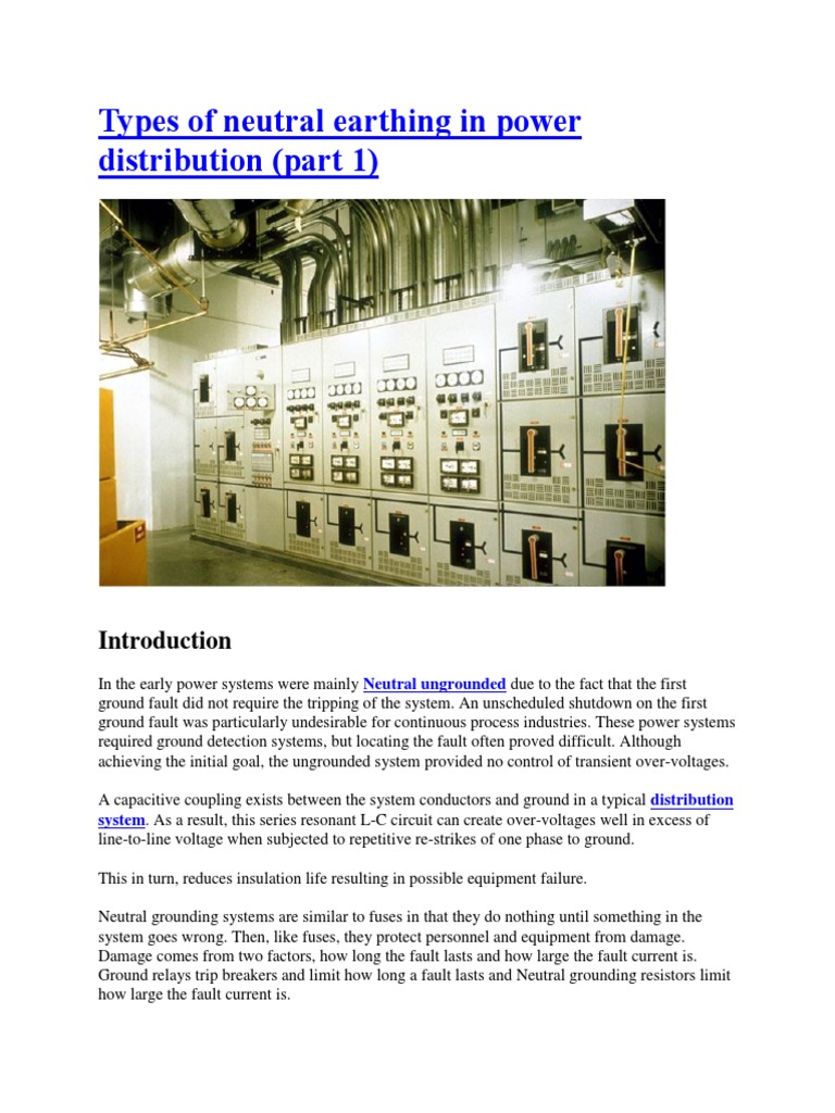 Types of Neutral Earthing in Power Distribution | PDF | Electrical ...