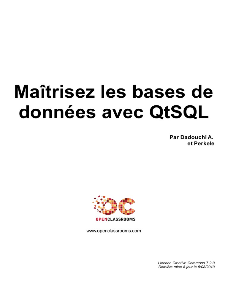(PDF) Maitrisez Les Bases de Donnees Avec QTSQL - OpenClassRoom | PDF | C ++ | MySQL