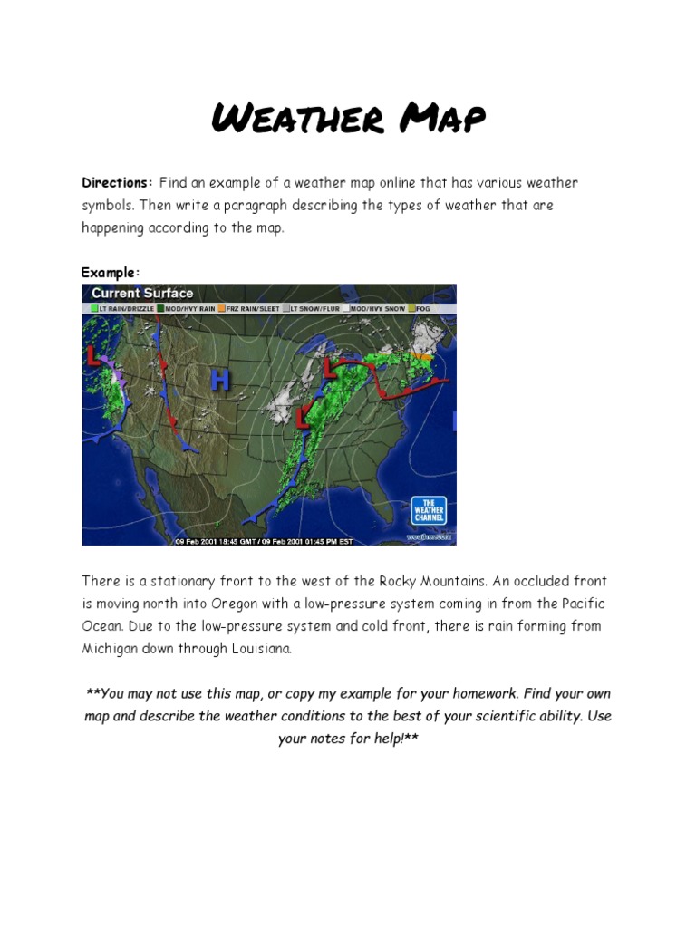 Weather Map Homework | PDF