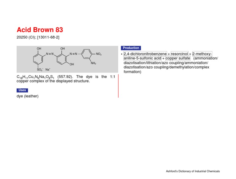 Acid Brown 83 Dye Production Details | PDF