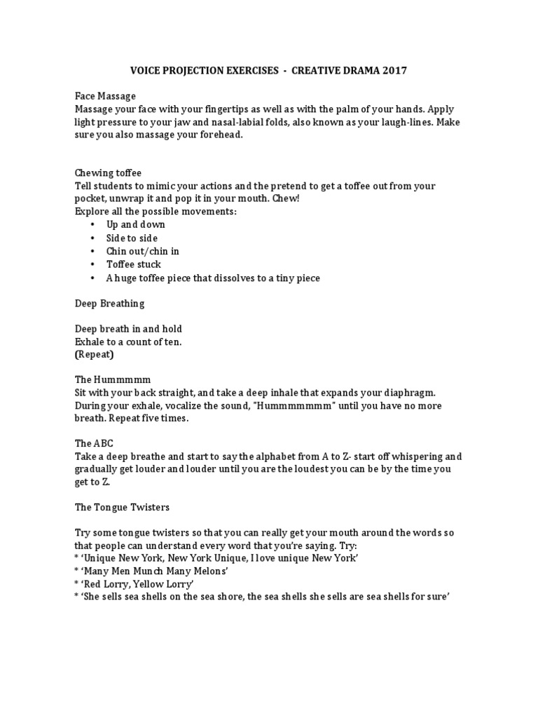 Voice Projection Exercises Guide | PDF | Breathing