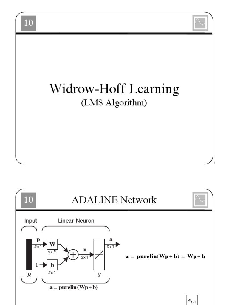 Widrow-Hoff Learning: (LMS Algorithm) | PDF | Stability Theory | Algorithms