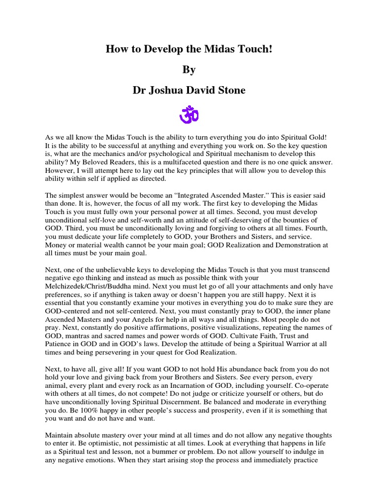 How To Develop The Midas Touch PDF | PDF