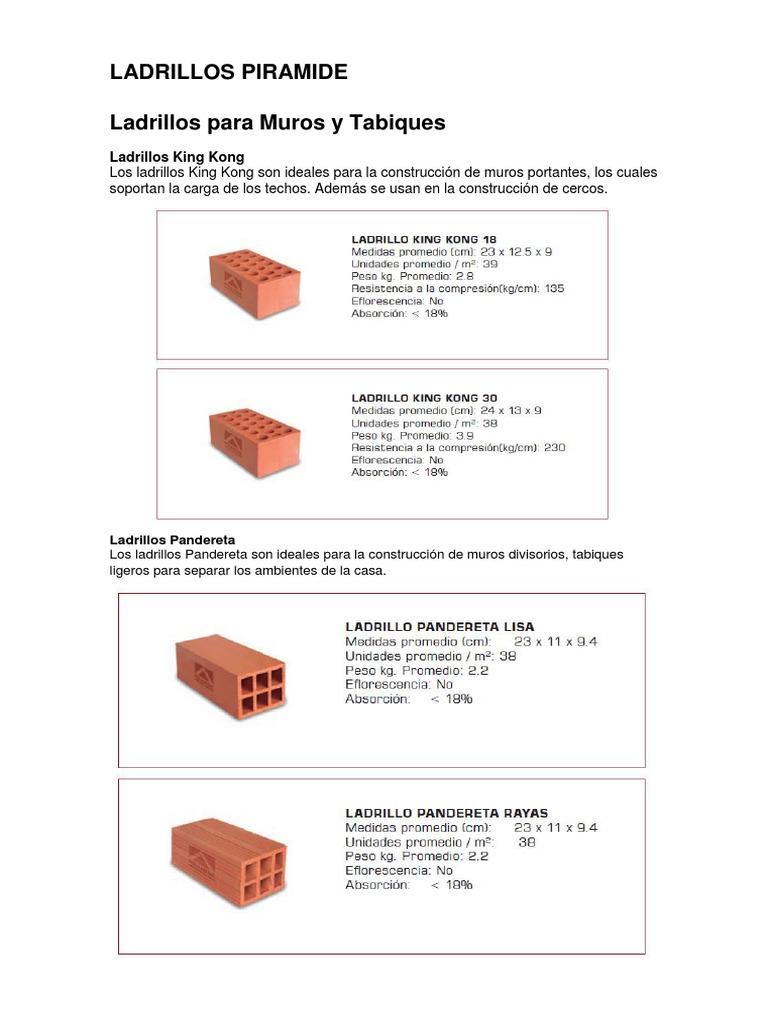Tipos de Ladrillos para Construcción | PDF
