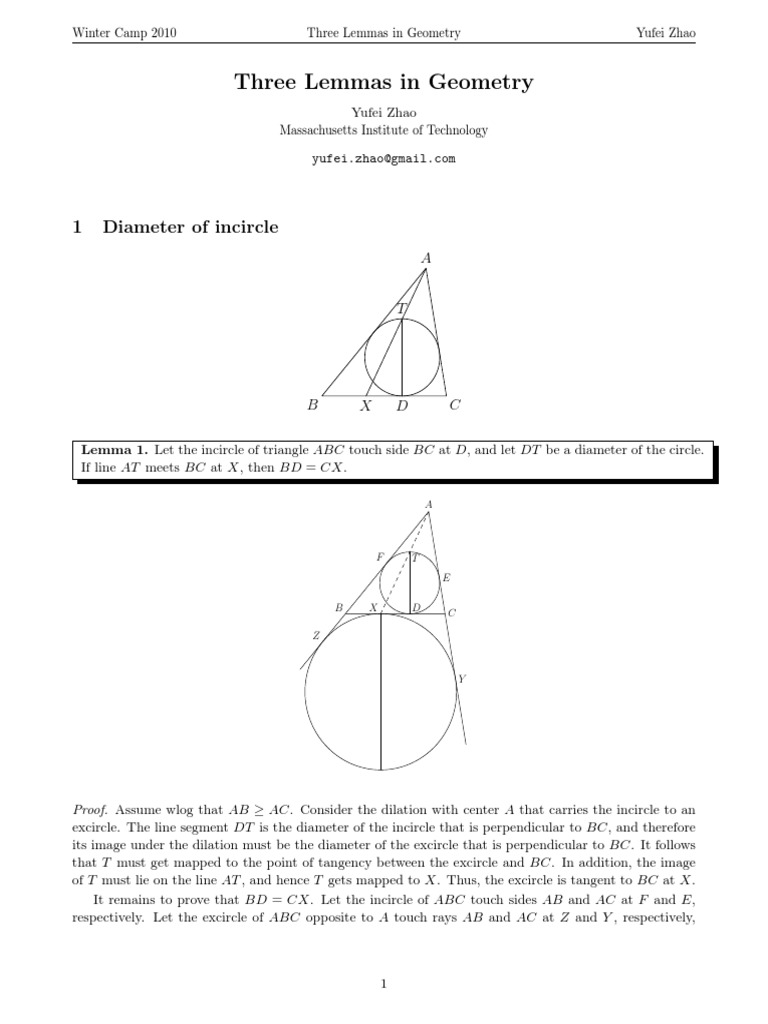 Three Geometry Lemmas PDF | PDF