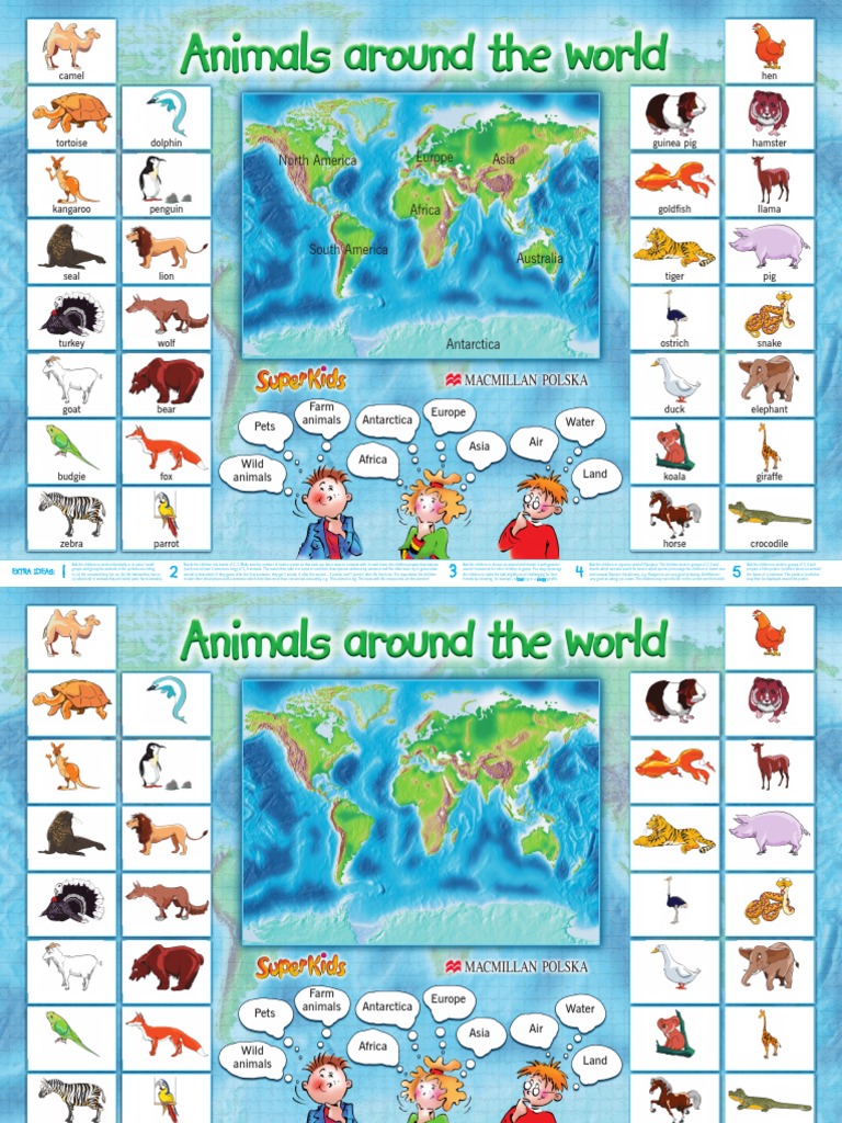 Europe Asia North America: Pets Farm Animals Antarctica Asia Air Water ...