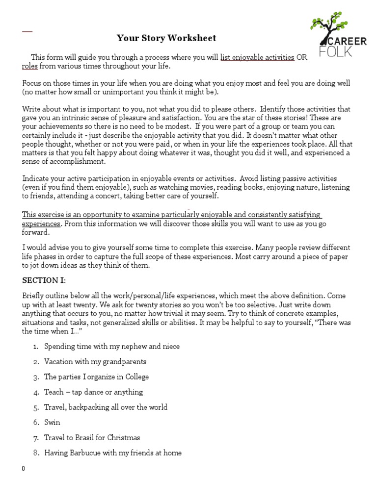 7671-Your Story Worksheet (SEVEN STORIES) - 1 | PDF | Contentment ...