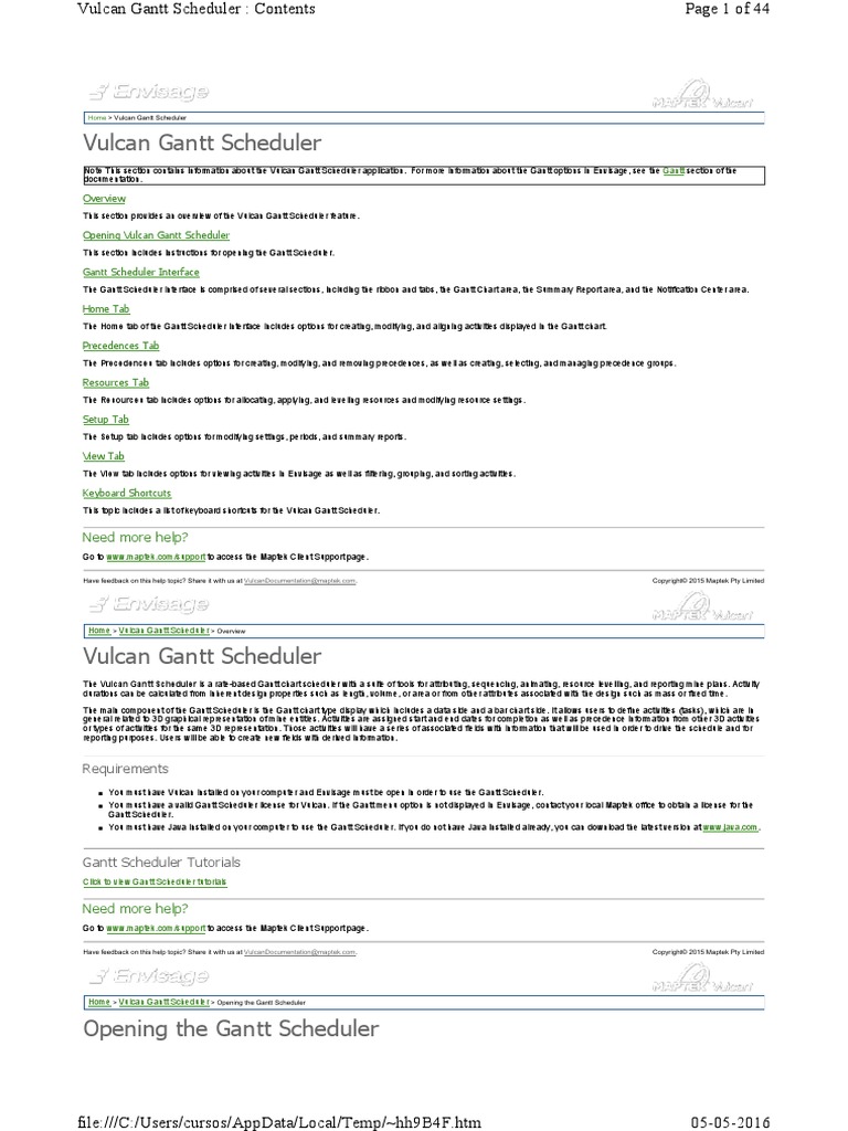 Vulcan Gantt Scheduler Tutorial | PDF | Tab (Gui) | Icon (Computing)