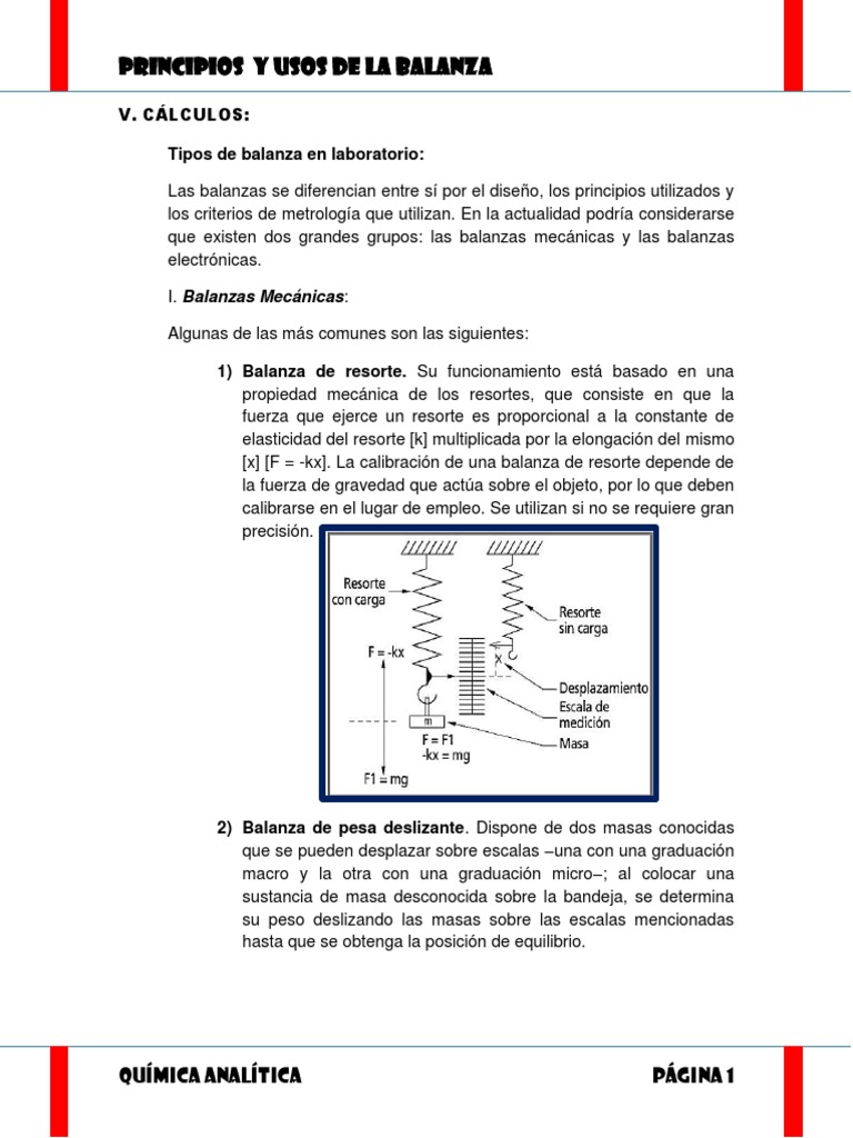 Tipos de Balanzas en Laboratorio | PDF | Balanza | Masa