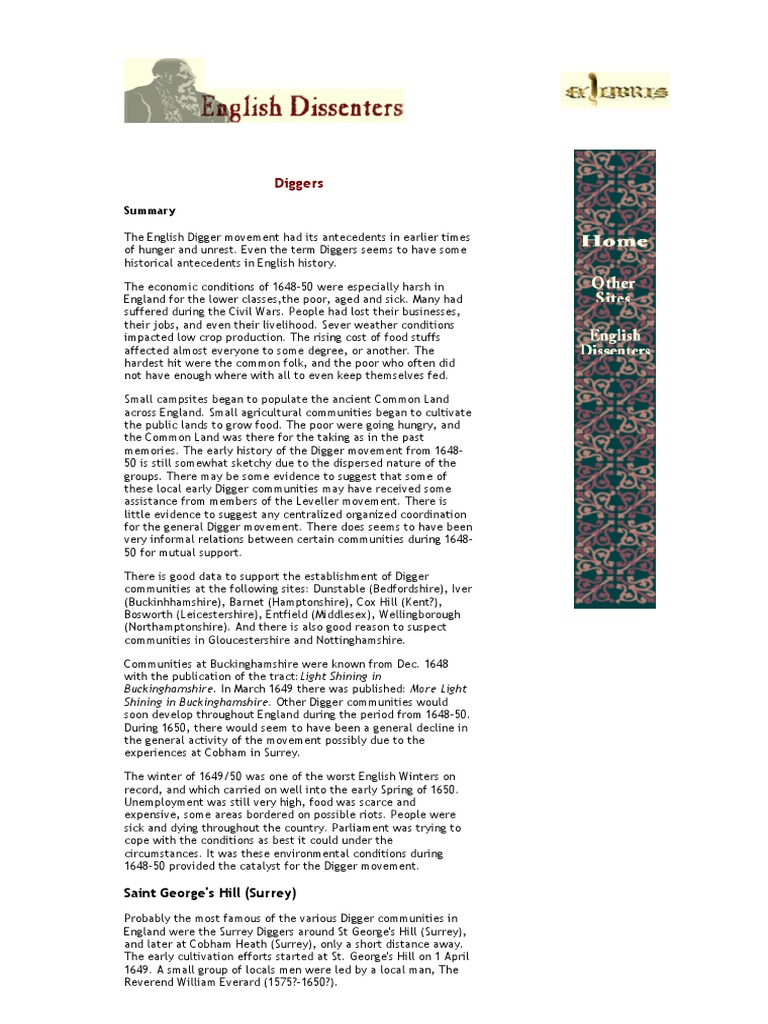 English Dissenters - Diggers | PDF | Unrest