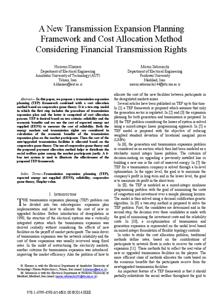 A New Transmission Expansion Planning Framework and Cost Allocation ...