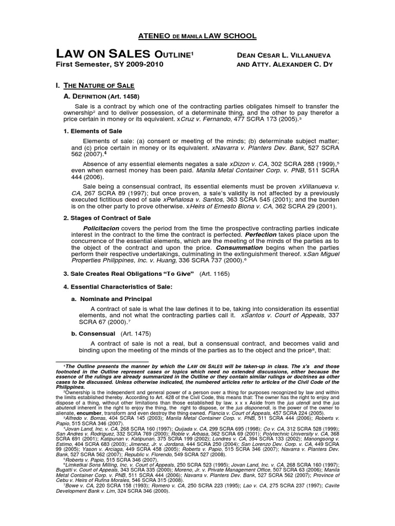 Sales Syllabus With Notes | PDF | Law Of Agency | Prices