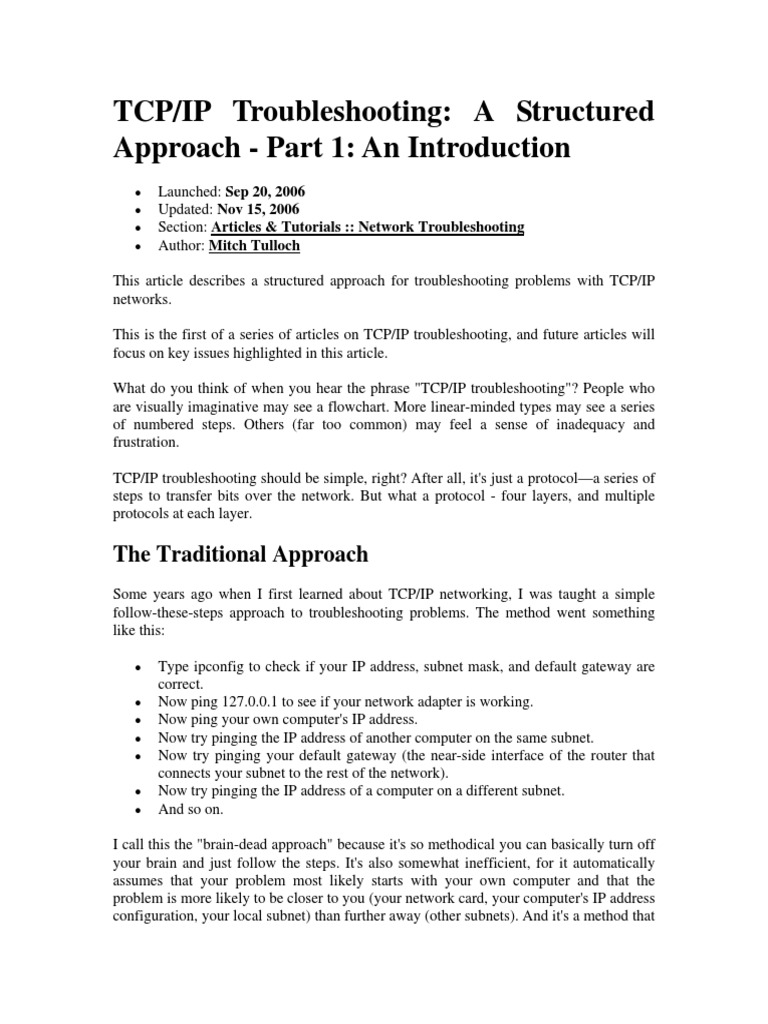 TCP IP Troubleshooting Part 1 | PDF | Internet Protocol Suite ...