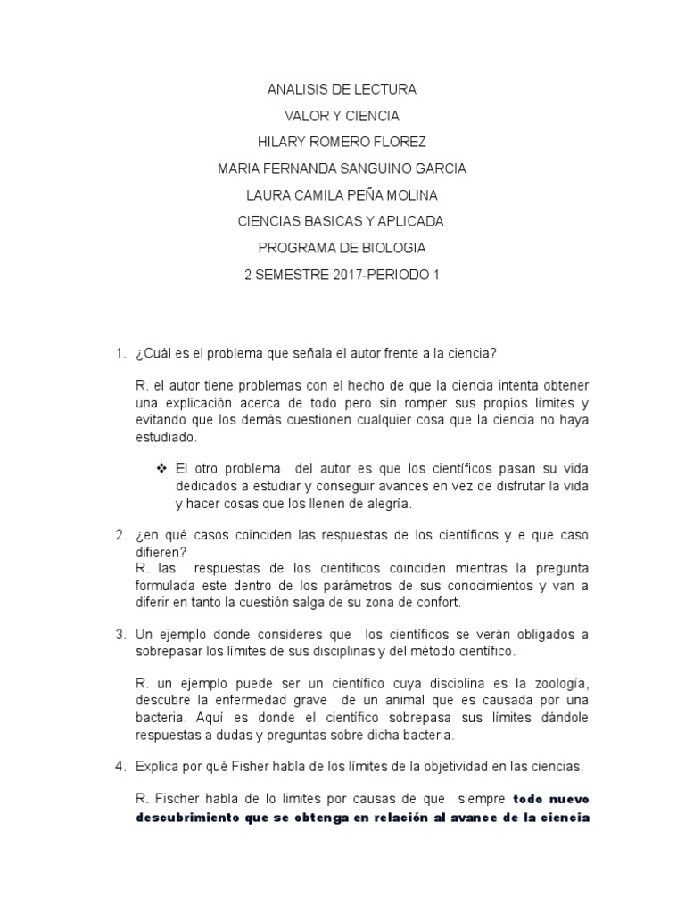 Analisis de Lectura | PDF