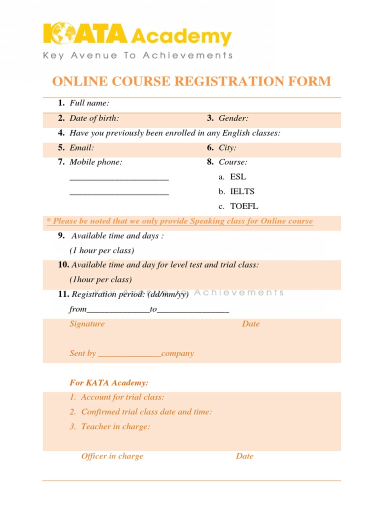 Online Course Registration Form | PDF