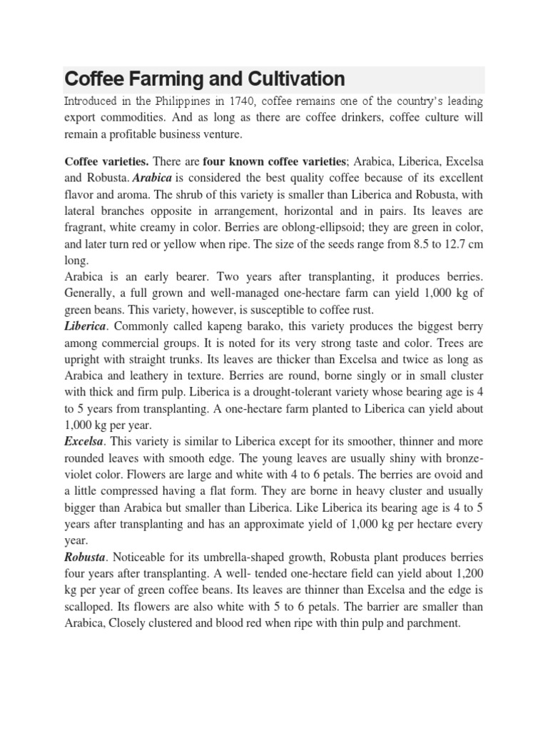 Coffee Farming and Cultivation | PDF | Coffee | Trees