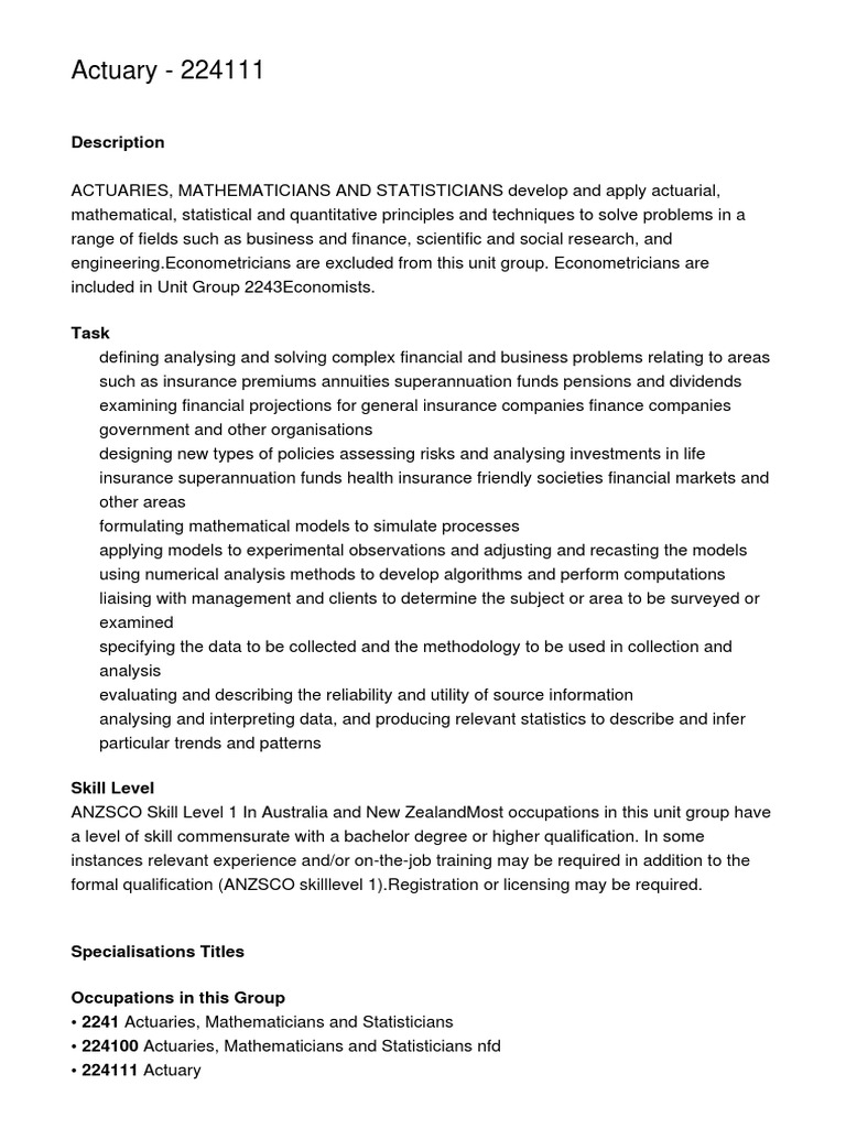 AnzscoSearch 2 | PDF | Actuary | Statistics