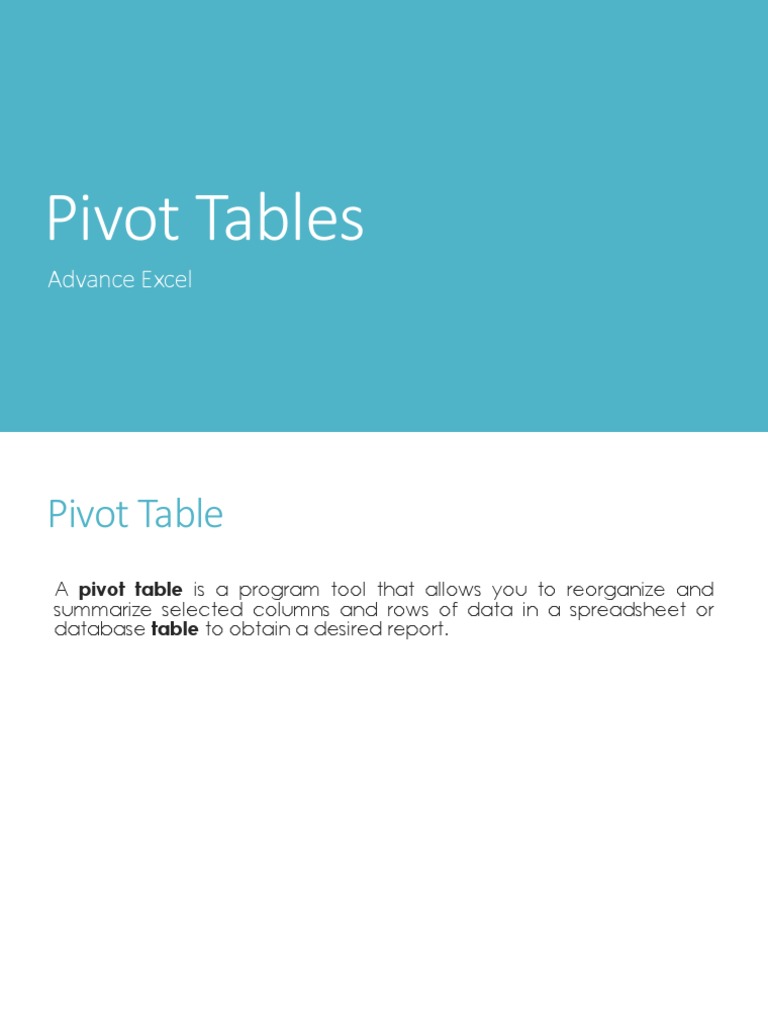 Understanding Pivot Tables in Excel | PDF | Teaching Methods & Materials