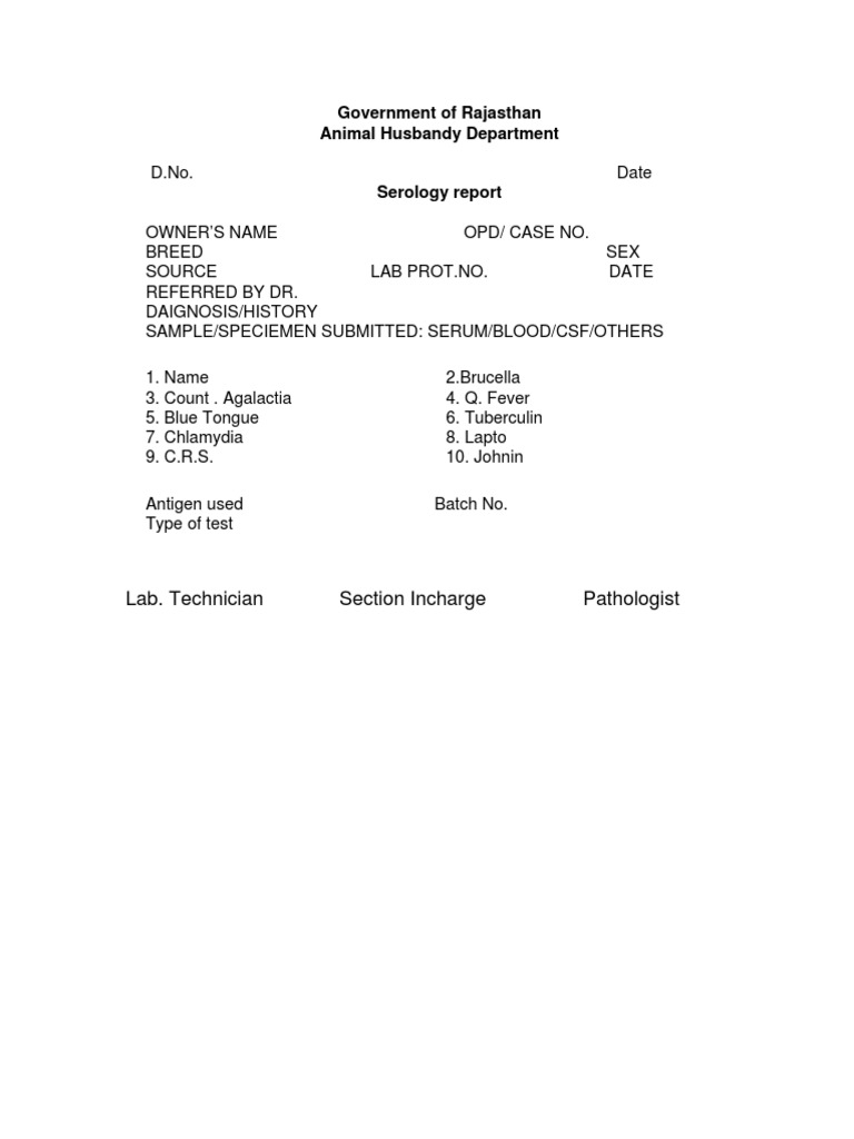 Government of Rajasthan Animal Husbandy Department: Lab. Technician ...