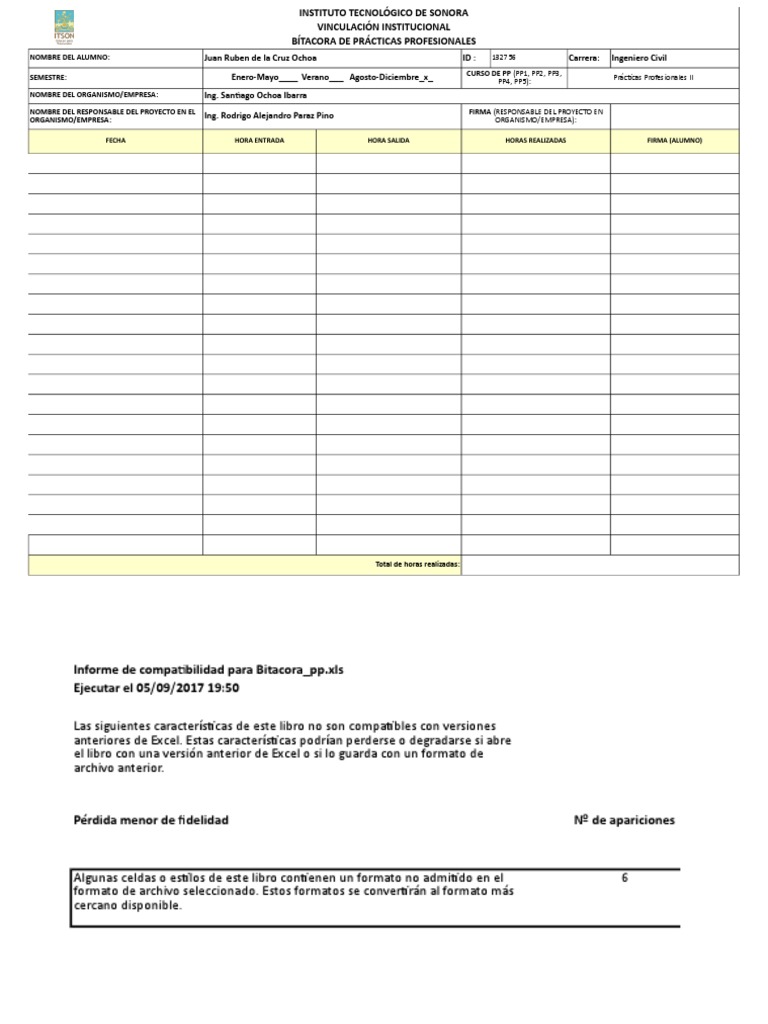Bitacora PP | Microsoft Excel | Tecnología digital