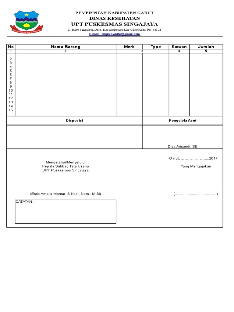 Format Pengajuan Barang | PDF