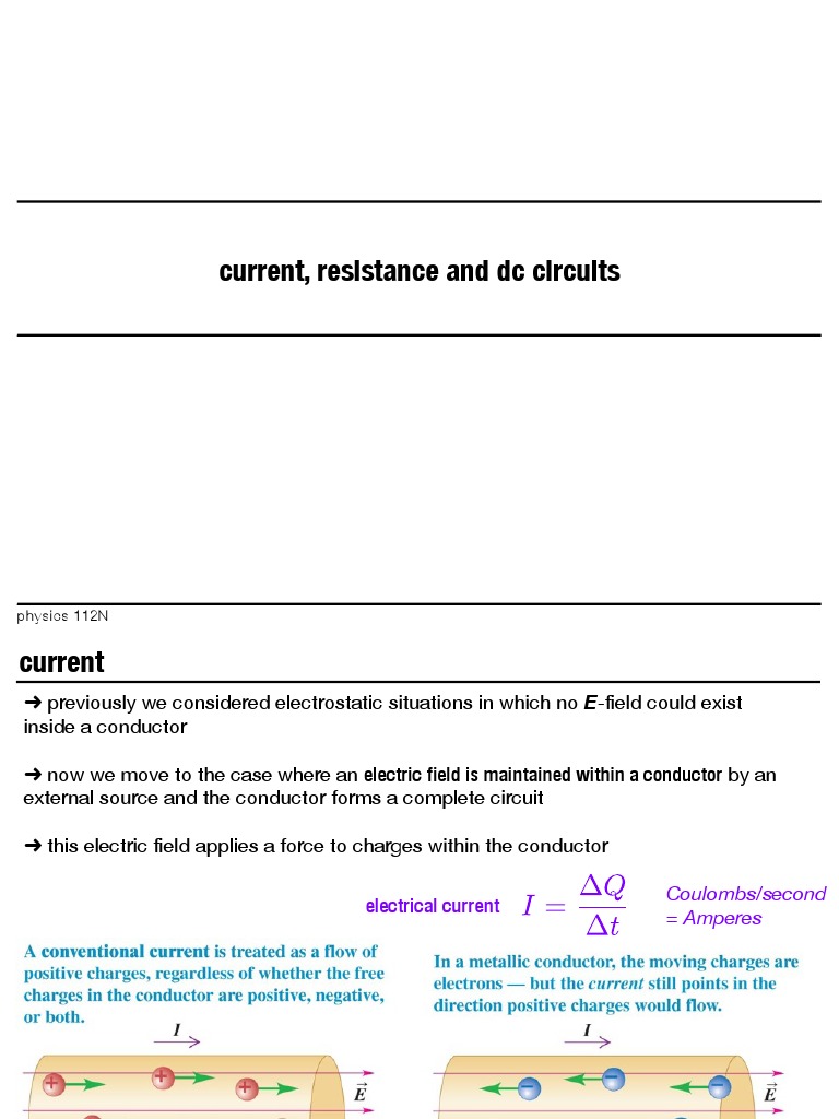 Current, Resistance and DC Circuits: Physics 112N | PDF | Electric ...