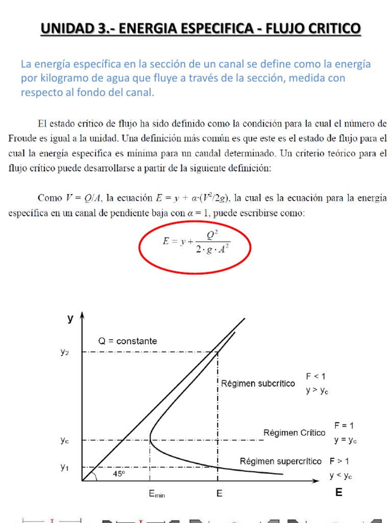 Unidad 3.-Energía Especifica y Regimen Crítico PDF | PDF