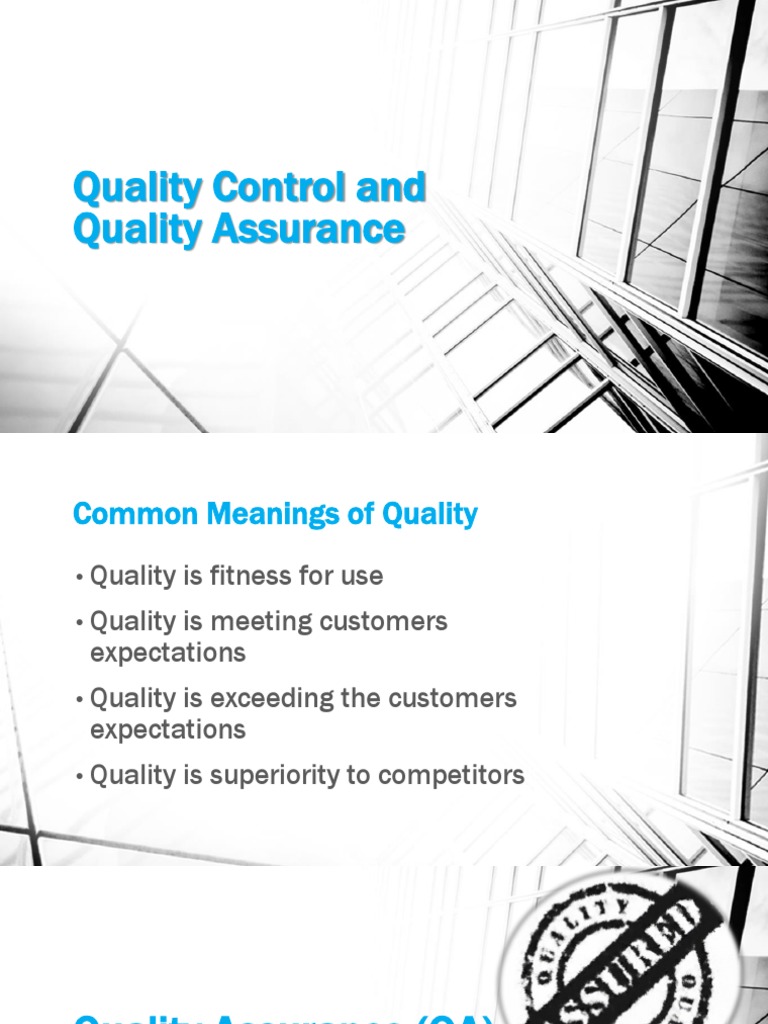 Quality Control and Quality Assurance | PDF | Quality Assurance | Quality
