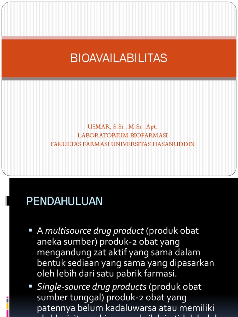 08 Bioavailabilitas Dan Bioekuivalensi | PDF