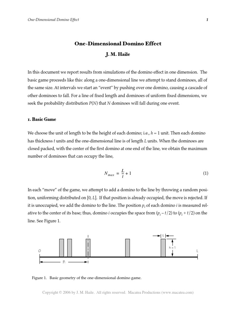 One-Dimensional Domino Effect: J. M. Haile | PDF | Probability ...