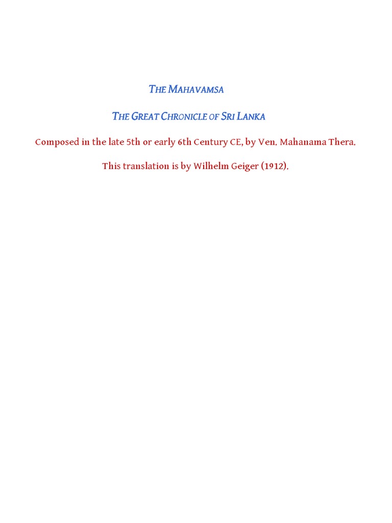 Mahavamsa | PDF | Indian Religions | Religious Behaviour And Experience