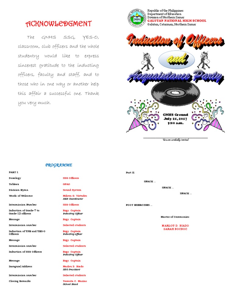 Induction Program for School Officers | PDF | Further Education | Students