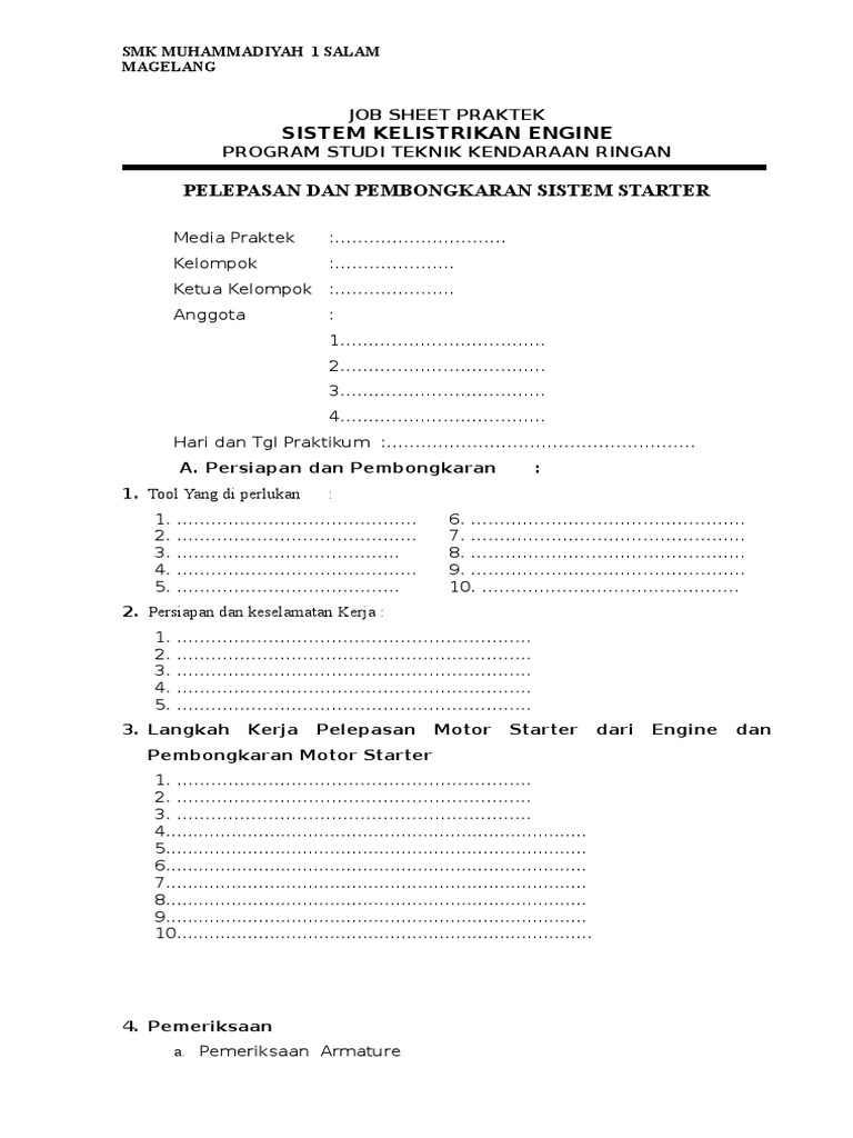 Jobsheet Sistem Starter 1 | PDF