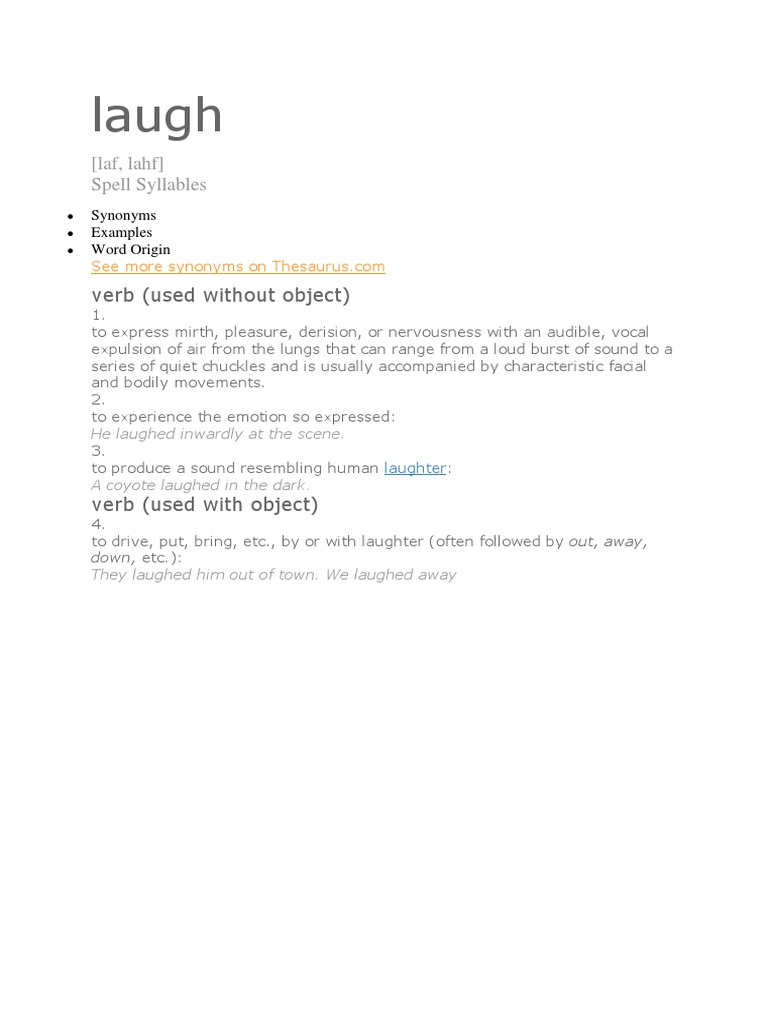 Laugh: (Laf, Lahf) Spell Syllables | PDF