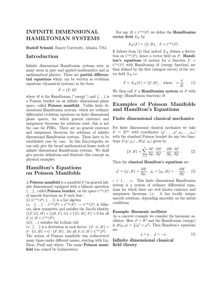Infinite Dimension 2 | Download Free PDF | Hamiltonian Mechanics | Lie Groups