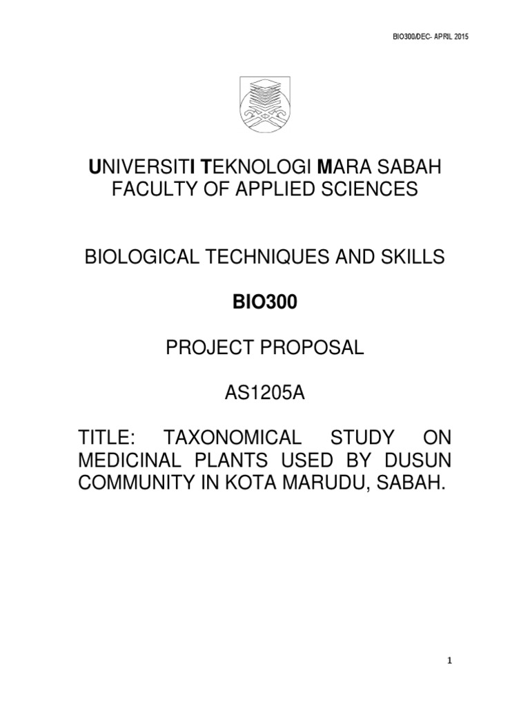 BIO300 Proposal Example | PDF | Horticulture And Gardening | Plants
