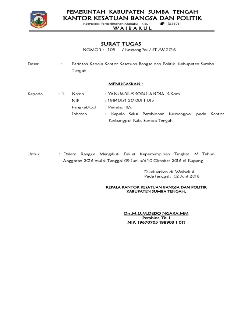 Surat Tugas Manado | PDF