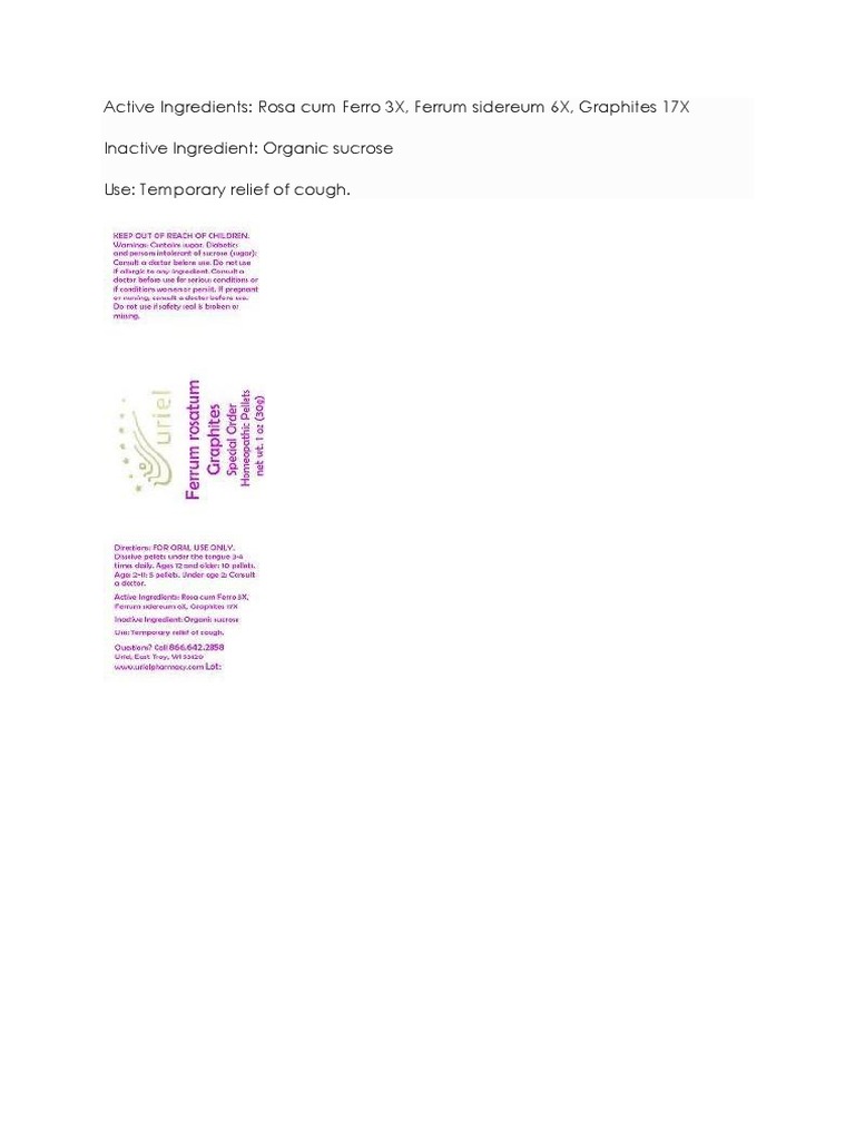 Active Ingredients: Rosa Cum Ferro 3X, Ferrum Sidereum 6X, Graphites ...