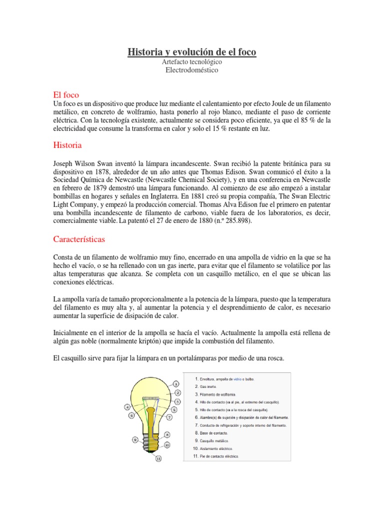 Historia y Evolución de El Foco | Química | Energía y recursos
