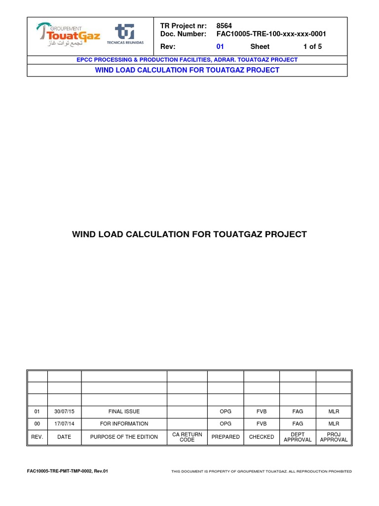 Wind Load Calculation For Touatgaz Project - 01 | PDF | Wind Speed ...